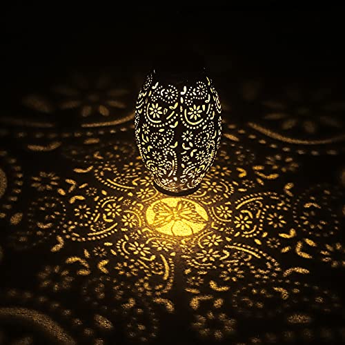 ANTING Solar Lantern Lights Outdoor Hanging Garden Solar Lanterns with Handle LED Light Waterproof Solar Powered Retro Metal Lanterns Decorative for Table Patio Yard Pathway Courtyard Porch