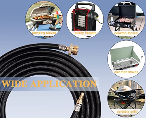 JOHAHTANG Rv Propane Quick Connect Hose for Grill 15FT Quick Connect Propane Hose Replacement for 1 LB Throwaway Bottle Connects 1 LB Portable Appliance to RV - 1/4 Full Flow Quick-Connect Male Plug