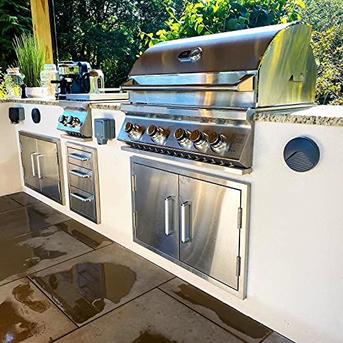 Bonfire Outdoor Kitchen Double Access Door,33x22 Inch,304 Stainless Steel BBQ Grill Doors ,CBADD,Silver