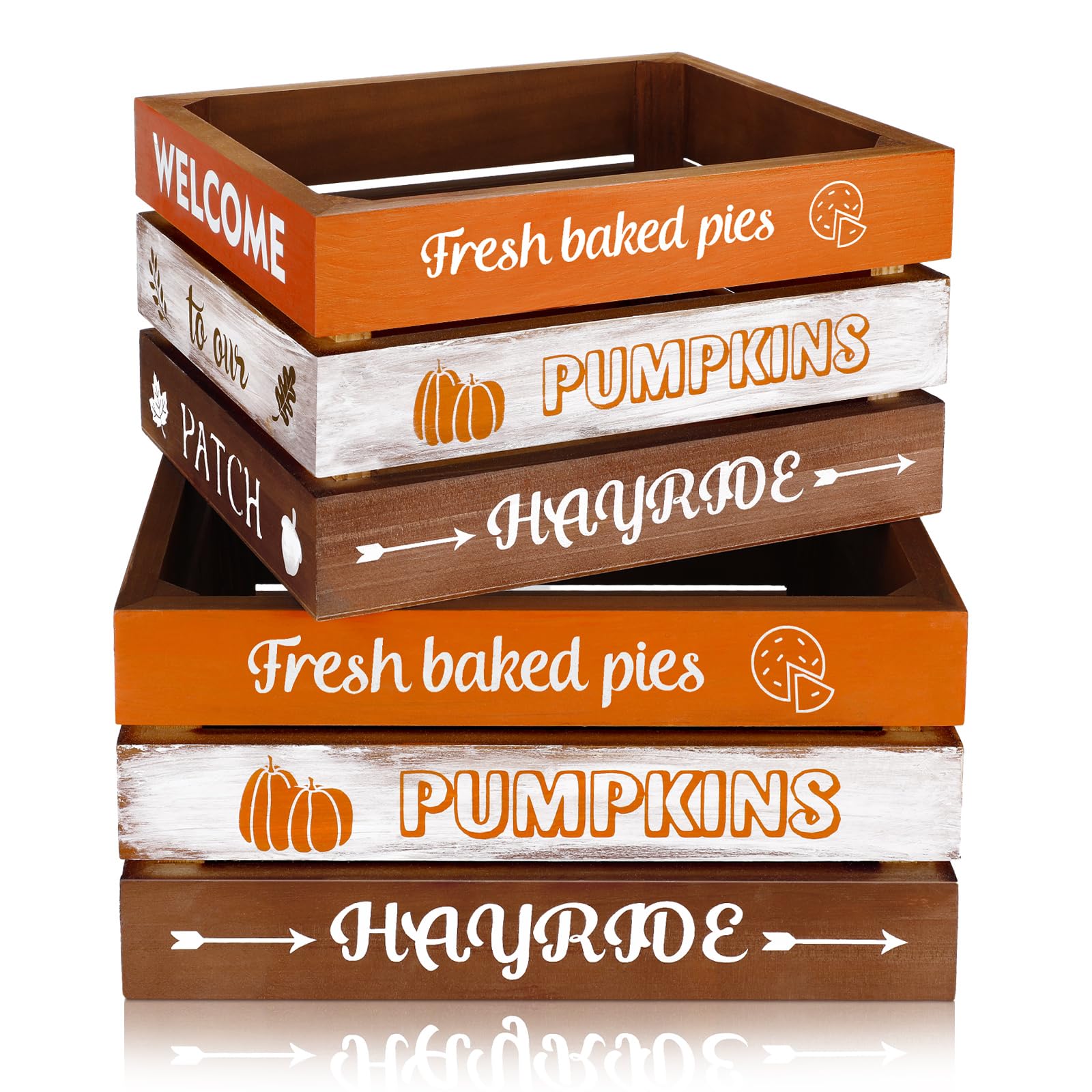Sintuff 2 Pcs Fall Wooden Crates for Display Thanksgiving Wooden Boxes Rustic Nesting Wood Crates Farmhouse Storage Container for Harvest Thanksgiving Party Storage Gift