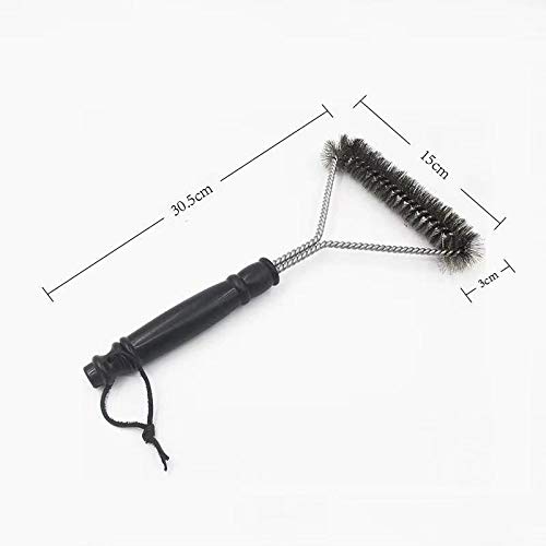 12 inch 3-Sided Grill Brushes, BBQ Brush Cleaner with Hanging Loop, Stainless Steel Woven Grill Accessories