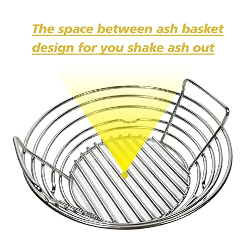 Stainless Steel Charcoal Ash Basket Fits for Kamado Joe JR Charcoal Ash Basket Charcoal Holder with Handles