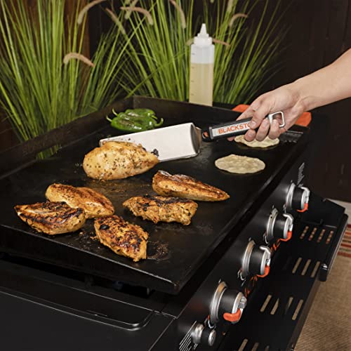 Blackstone 5322 Griddle Kit (6-Piece) Scraper, Heavy Duty BBQ Tongs, Barbecue Metal Hamburger Spatula (2) & Batter Dispenser & Mixer Bottle – Grilling Tools & Accessory, Black