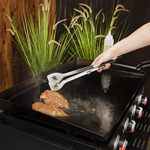 Blackstone 5322 Griddle Kit (6-Piece) Scraper, Heavy Duty BBQ Tongs, Barbecue Metal Hamburger Spatula (2) & Batter Dispenser & Mixer Bottle – Grilling Tools & Accessory, Black