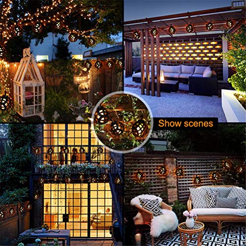 DANN Solar String Lights LED Outdoor Waterproof Flickering Flame Hanging Solar Lantern Lamp with 8 Ball for Patio Garden Yard