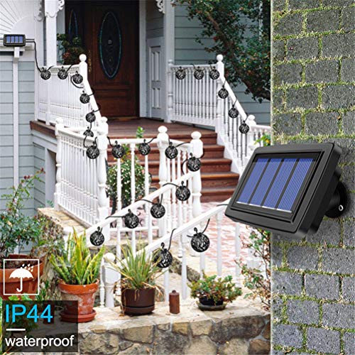 DANN Solar String Lights LED Outdoor Waterproof Flickering Flame Hanging Solar Lantern Lamp with 8 Ball for Patio Garden Yard