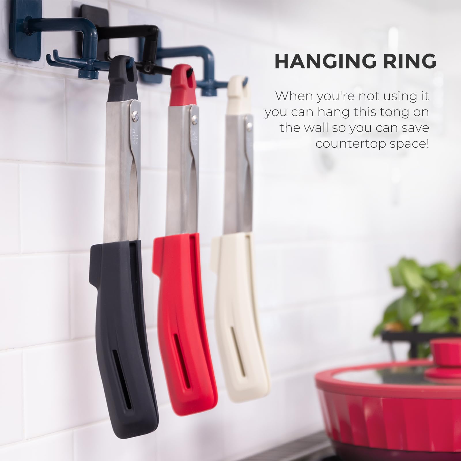 Zuutii Kitchen Tongs with Silicone Head,12.2" Stainless Steel Cooking Tongs for Kitchen,482°F Heat Resistent Locking Tongs,Versatile Serving tongs for Cooking,Dark Grey