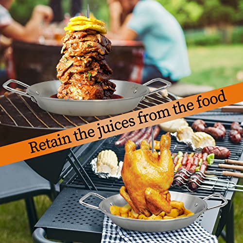 Al Pastor Skewer for Grill, BBQ Vertical Stand Skewer Tacos Barbecue Hack Vertical Spit with 13" Base Pan for Shawarma-Grilling Accessory Brazilian Churrasco with 3 Spikes (8β, 10" and 12β)
