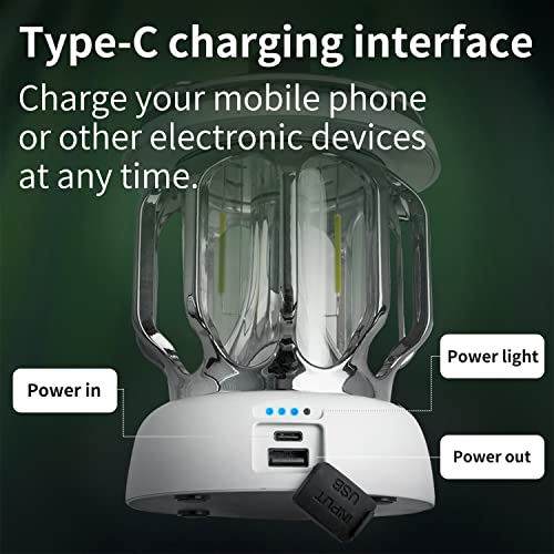 LED Camping Lantern,Rechargeable Retro Camping Light,Battery Powered Hanging Candle Lamp ,Portable Waterpoor Outdoor Tent Bulb, Emergency Lighting for Power Failure (Green)