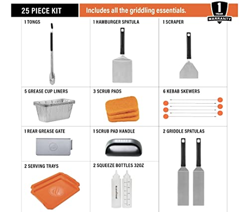 Blackstone 25 Piece Griddle Tool Kit Gift Set for Outdoor Cooking