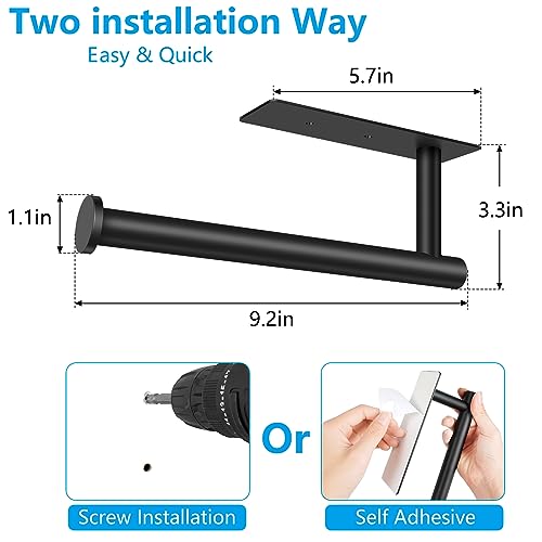 Baocuz-9 Inch Self Adhesive Hand Towel Holder, SUS 304 Stainless Steel Wall Mounted Towel Holder, Suitable for Bathroom, Kitchen, Cabinets(Black)