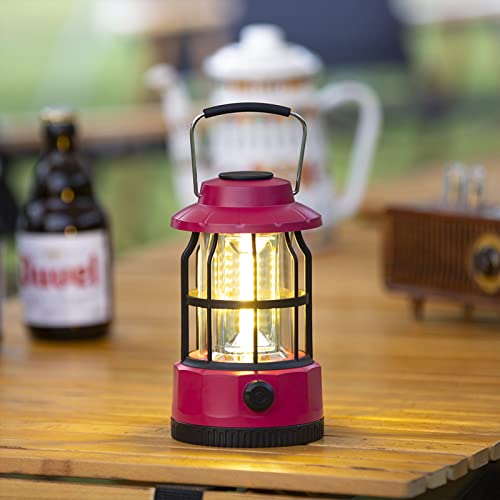 Camping Lights Tent Camp Atmosphere Lights Retro Lighting Portable Rechargeable Portable Horse Lights (Red)