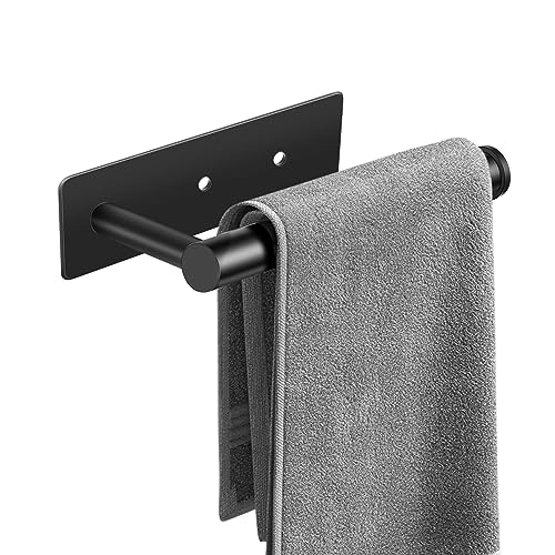 Baocuz-9 Inch Self Adhesive Hand Towel Holder, SUS 304 Stainless Steel Wall Mounted Towel Holder, Suitable for Bathroom, Kitchen, Cabinets(Black)