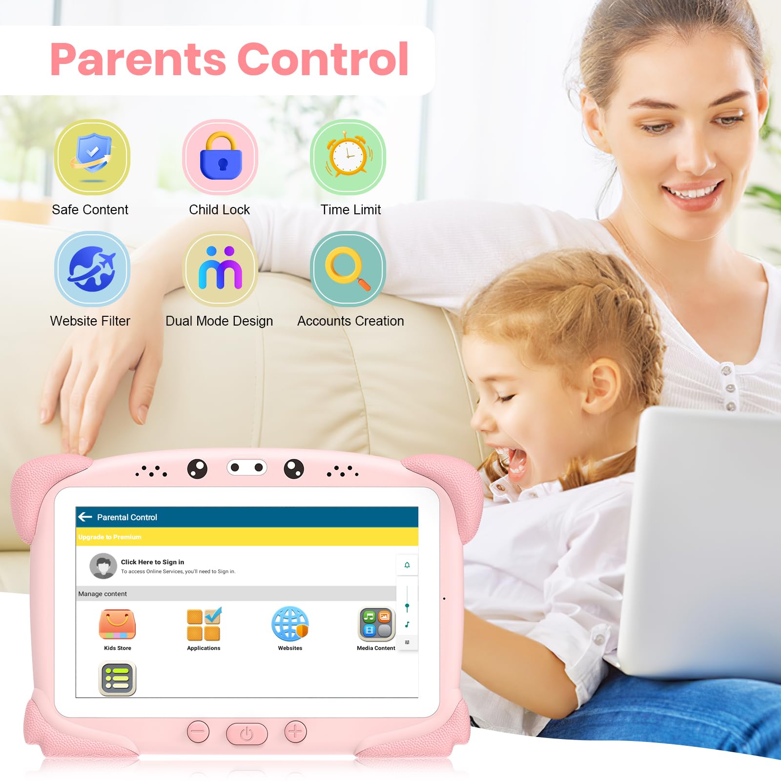 Kids Tablet, 7 inch Tablet for Kids, 32GB Toddler Tablet for Kids with Shockproof Case, Bluetooth, WiFi, Parental Control, Kids App Pre-Installed, Google, Netflix,YouTube