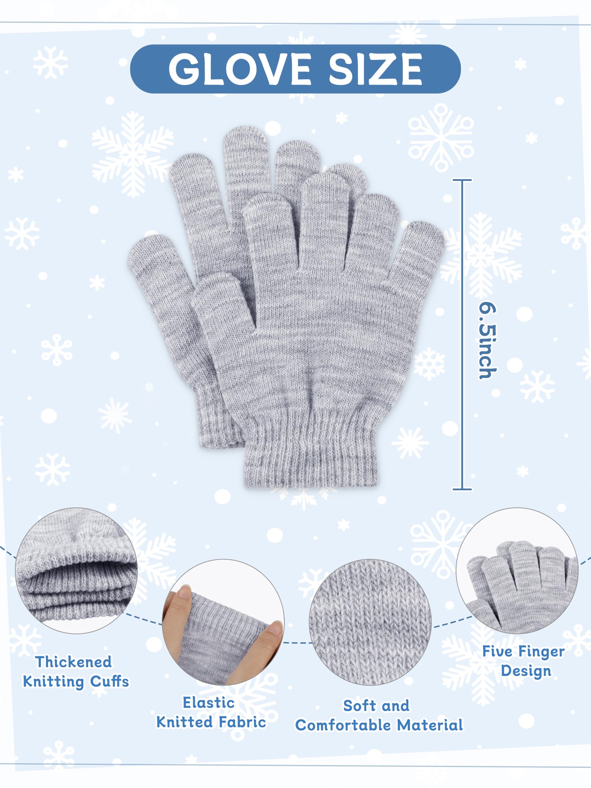 Gnodio 8 Pack Kids Beanie Hats and Gloves Set Kid's Knitted Beanies Hat Winter Gloves for Boys Girls