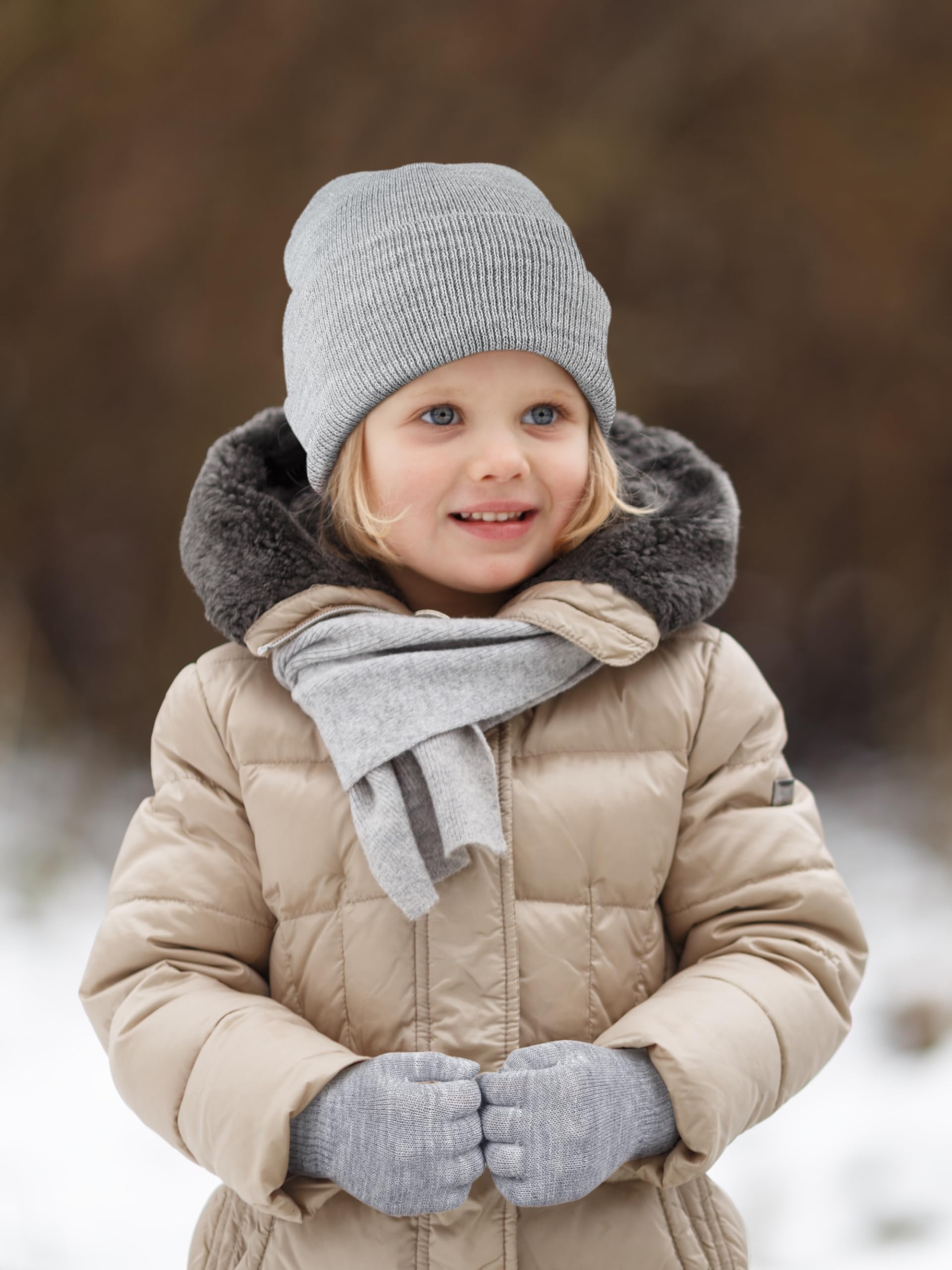 Gnodio 8 Pack Kids Beanie Hats and Gloves Set Kid's Knitted Beanies Hat Winter Gloves for Boys Girls