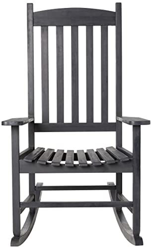 Amazon Aware FSC Certified Outdoor Porch Rocker Chair, Acacia Wood, Black
