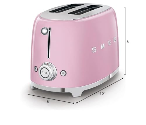 SMEG 2 Slice Toaster with Sandwich Rack Combo, Pink