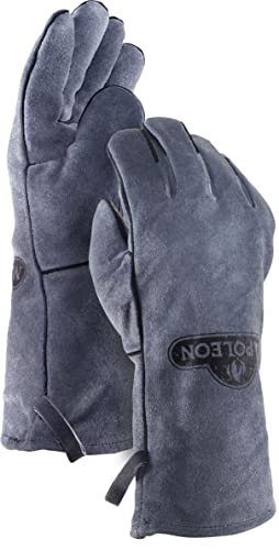 Napoleon BBQ Grill Accessory - Genuine Leather BBQ Gloves - 62147 - Grey, Leather, Heat Safe Gloves, Perfect for Barbecue, Camp Fire, Wood Fireplaces and Stoves, Long Length, Protects Forearms