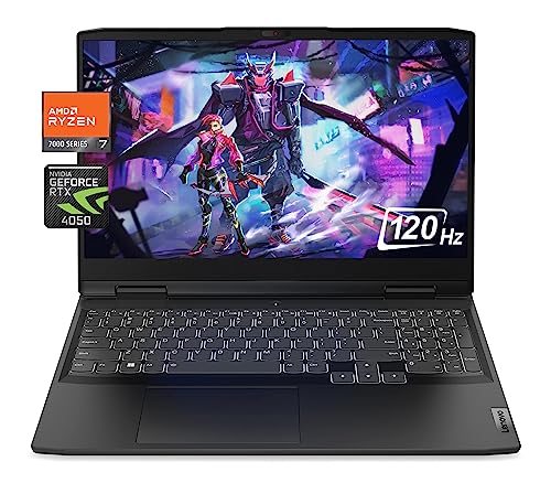 Lenovo Ideapad Gaming 3 Laptop 15.6 120Hz, AMD Ryzen 7 7735HS up to 4.75 Ghz, NVIDIA GeForce RTX 4050, 16GB DDR5 512GB SSD, Backlit KB, WiFi 6, USB-C, RJ-45, HDMI, Webcam, Windows 11 +Mousepad, Gray
