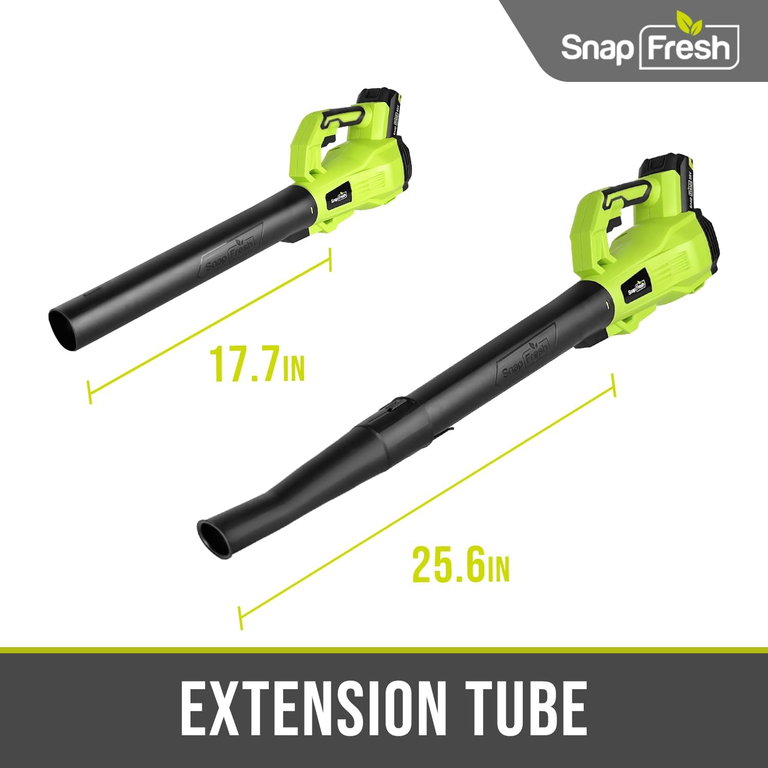 SnapFresh Cordless Leaf Blower - 180 CFM Leaf Blower with Battery & Charger, 2 Section Tubes, Free Control Speed,Lightweight, Electric Leaf Blower for Blowing Leaves, Lawn Care, Dust & Other Debris