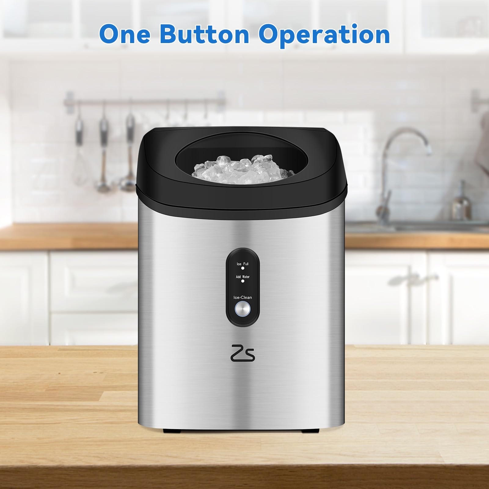 ACONEE Nugget Ice Maker Countertop with Soft Chewable Ice, Portable Ice Maker with Self-Cleaning, One-Key Operation, 33Lbs/24Hrs, Compact Ice Maker with Ice Scoop/Basket for Home/Kitchen/Office/Bar