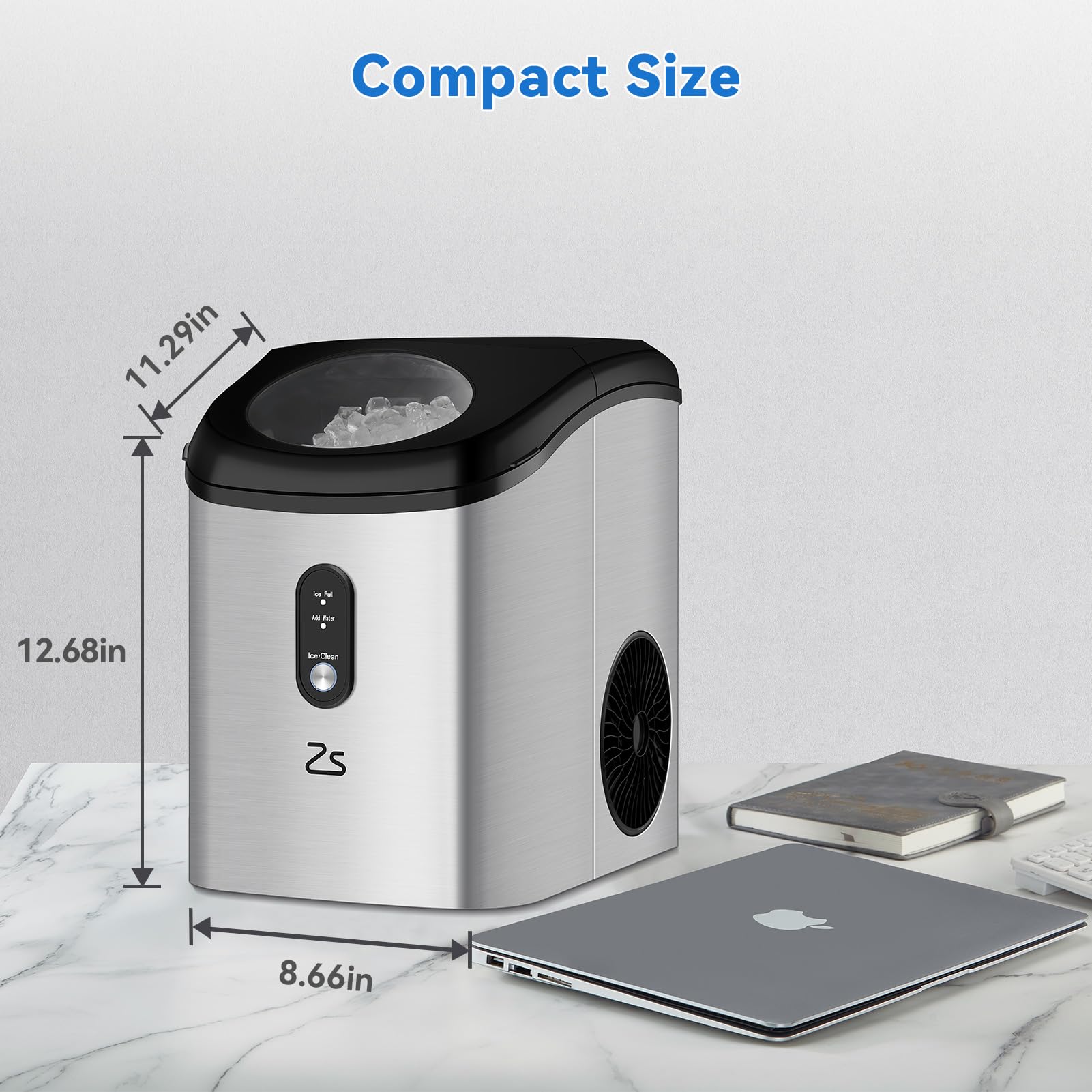 ACONEE Nugget Ice Maker Countertop with Soft Chewable Ice, Portable Ice Maker with Self-Cleaning, One-Key Operation, 33Lbs/24Hrs, Compact Ice Maker with Ice Scoop/Basket for Home/Kitchen/Office/Bar
