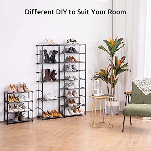 YOUDENOVA Shoe Rack Organizer, for up to 50 Pairs of Shoes, Vertical Large Shoe Rack with Removable, Water, Dust & Oil Resistant Shelves, Stackable Shoe Rack for Boot & Shoe Storage, Black