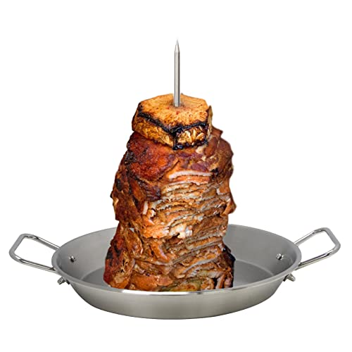 Al Pastor Skewer for Grill-Vertical Stand Skewer for Tacos Al Pastor, Shawarma, Kebabs, Stainless Steel with 3 Size Skewers(8”,10" and 12”) for Smoker, Kamado Grill,Oven