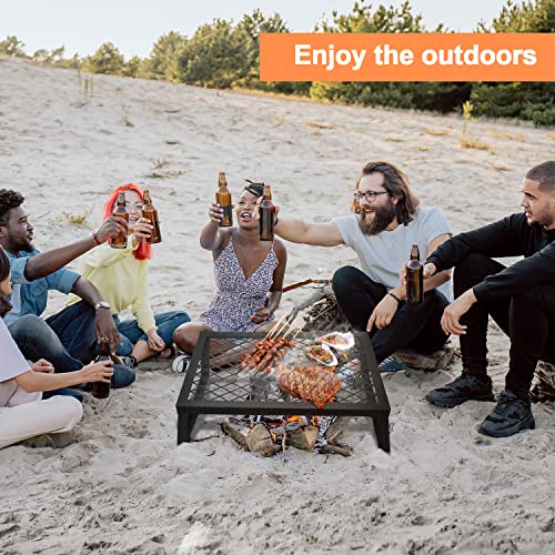 Timati Portable outdoor camping grill,Heavy Duty iron Camp Grill for Open Flame Cooking,Outdoor Camp Grill Rack for Picnic BBQ Frying