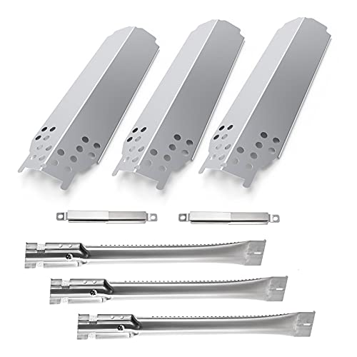 BQMAX Stainless Steel Repair Kit for Charbroil Classic 280 2-Burner, 360 3-Burner Liquid Propane, G320-0200-W1, G215-0203-W, Gas Grill Burner, Heat Plates Shield Tent and Crossover Tube (3-Pack)