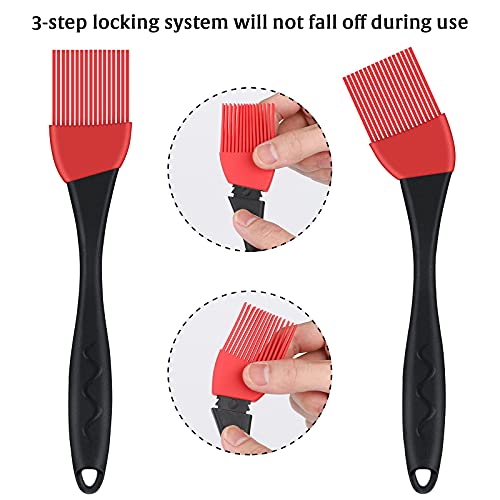 FOCUS FLAME Basting BBQ Baster Brush Grilling 2 pcs 8 IN Silicone Pastry Brush Oil Cooking Brush for cast iron Perfect Barbecue Baking Sauce Butter Dessert Marinade Meat Dishwasher Safe BBQ Brush
