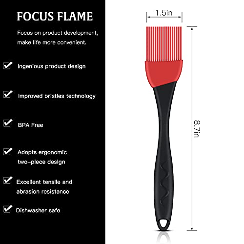 FOCUS FLAME Basting BBQ Baster Brush Grilling 2 pcs 8 IN Silicone Pastry Brush Oil Cooking Brush for cast iron Perfect Barbecue Baking Sauce Butter Dessert Marinade Meat Dishwasher Safe BBQ Brush