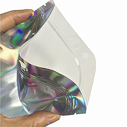 100 pieces holographic resealable Mylar bags for party favor food storage heat seal aluminum foil pouch for small business（10 x 15 cm (3.94 x 5.9 inch)）