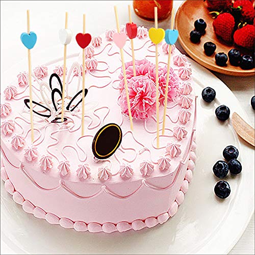 Minisland Pink Heart Fancy Toothpicks for Appetizers 4.7 Inch Long Cute Bamboo Cocktail Picks Wedding Valentines Day Party Food Fruit Drinks Decorative Skewer Sticks 100 Counts -MSL134