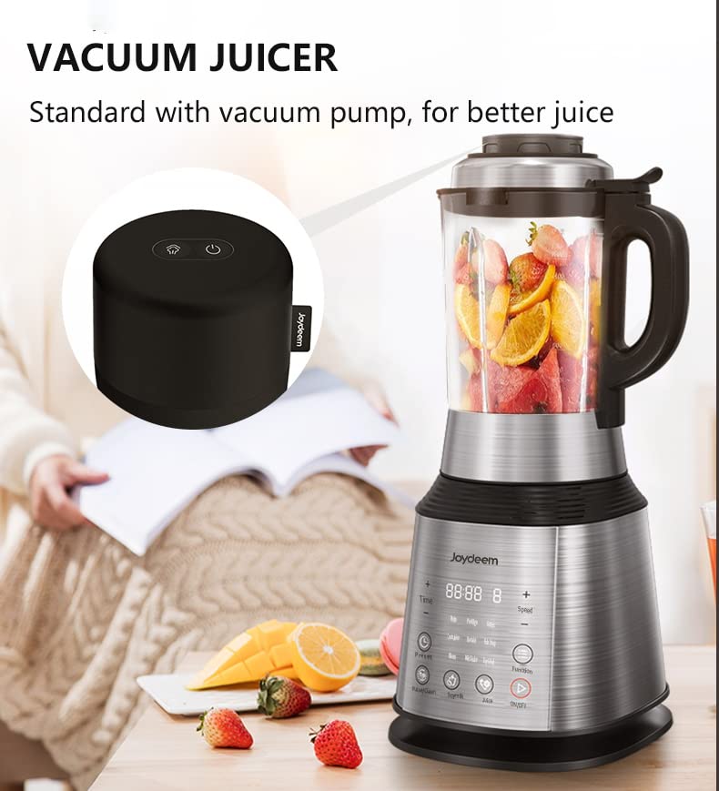 Joydeem Countertop Blender VK-1802, Cooking Blender for Soy Milk Soup Porridge and Milkshake, Juicer with Vacuum Pump, Support Pre-set & Keep Warm, 59Oz,1000W, Black