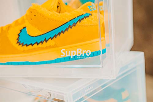 SupBro Collection Crate - Easy Access Storage Shoes Box -Plastic Foldable Stackable Sneaker Display Storage with Clear Side Open Door Organizer-8 Pack(Transparent)