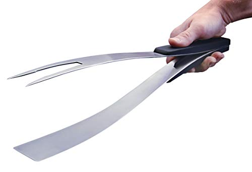 Proud Grill Connect it Magnetic BBQ Tool Set - 2 BBQ Tools - 4 Uses | Elegant Stainless Steel Design| Spatula and Fork Connect to use as Tongs and Server | Premium BBQ Utensil and Grill Accessory