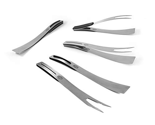 Proud Grill Connect it Magnetic BBQ Tool Set - 2 BBQ Tools - 4 Uses | Elegant Stainless Steel Design| Spatula and Fork Connect to use as Tongs and Server | Premium BBQ Utensil and Grill Accessory