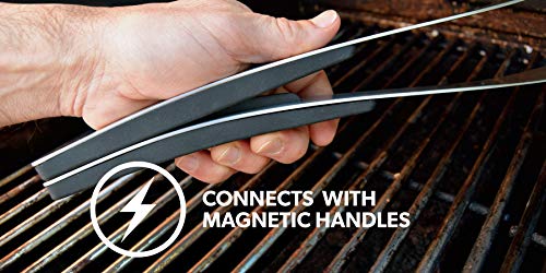 Proud Grill Connect it Magnetic BBQ Tool Set - 2 BBQ Tools - 4 Uses | Elegant Stainless Steel Design| Spatula and Fork Connect to use as Tongs and Server | Premium BBQ Utensil and Grill Accessory