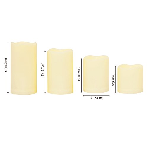 CANDLE CHOICE Waterproof Outdoor Battery Operated Flameless Candles with Timer Realistic Flickering Plastic Fake Electric LED Pillar Lights for Lantern Garden Wedding Christmas Decorations 4 Pack