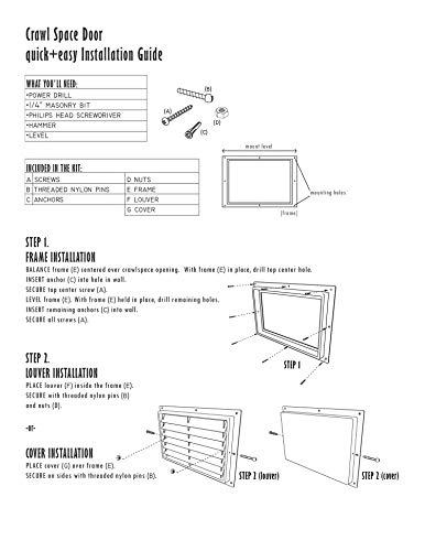 Crawl Space Access Door - Read Instructions Prior to Ordering (Black, for 20" Height x 32" Width Openings)