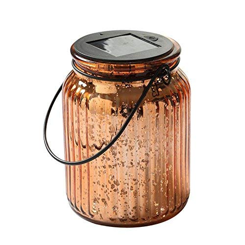 Solar Mercury Glass Jars 2 Pack Outdoor Table Lamps (Bronze)