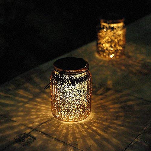 Solar Mercury Glass Jars 2 Pack Outdoor Table Lamps (Bronze)