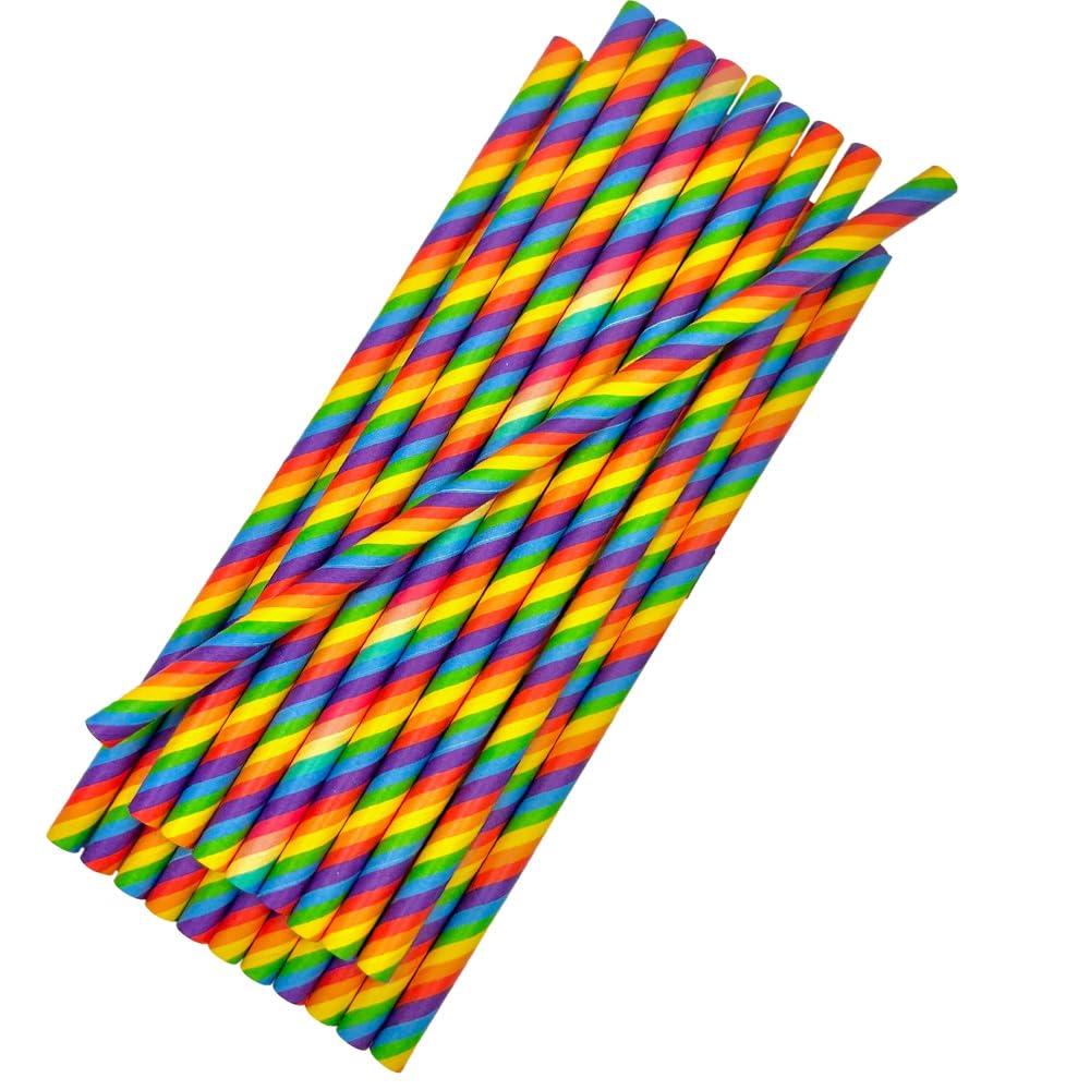 Disposable Straws, Rainbow Colors, Paper Straws, Smoothie Straws, Silly Straws Party Favor for Birthdays Holidays Events or Matching Cups - 20 Piece Set