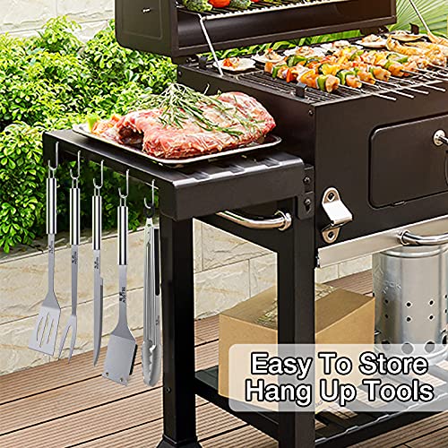 AISITIN 5 PCS Grill Accessories BBQ Set, Stainless Steel BBQ Grill Tools with Sturdy Spatula, Grilling Tongs, Fork and Brush, Ideal Grill Set for Outdoor Indoor Grill