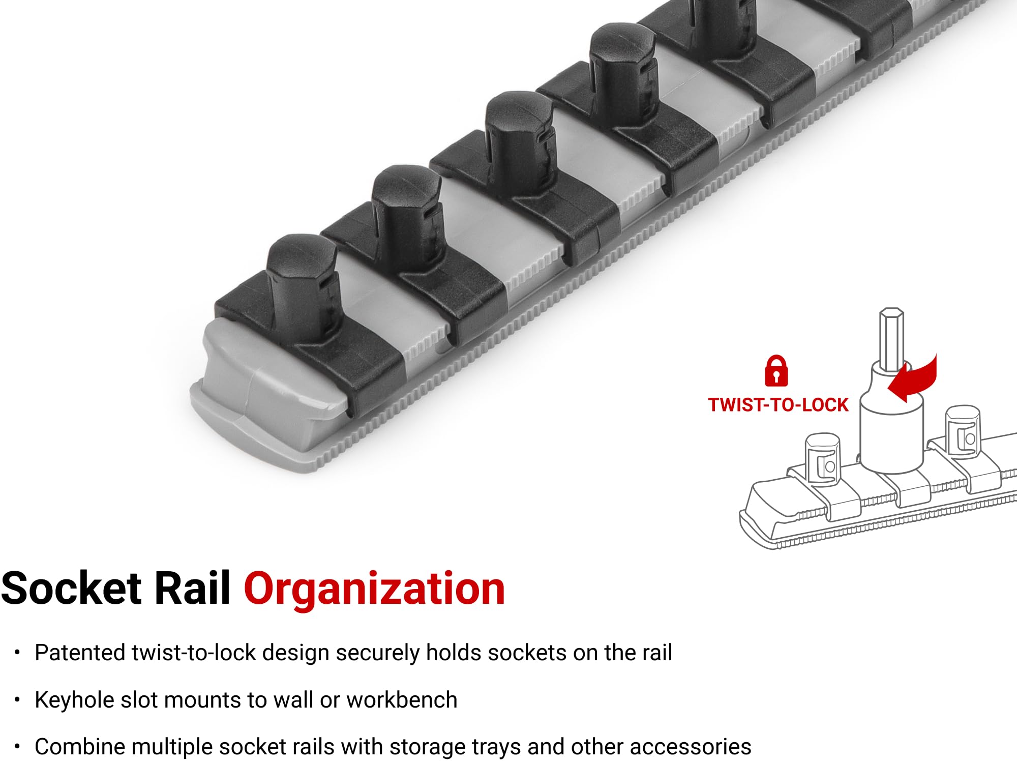 TEKTON 3/8 Inch Drive Triple Square and 1/2 Inch Drive TR Triple Square Bit Socket Set with Rail, 11-Piece (M4-M12, MT14-MT18) | SHB99100