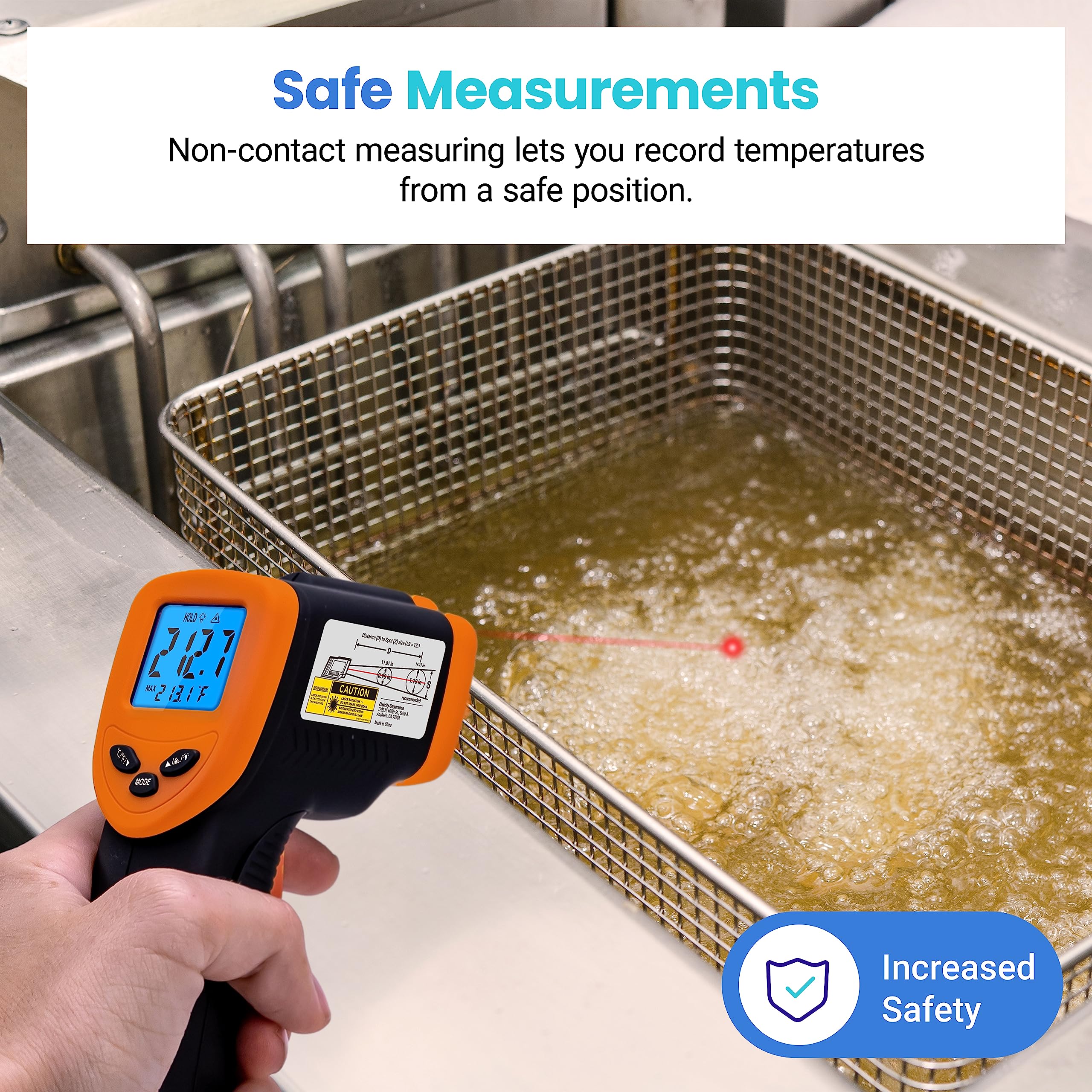 Etekcity Infrared Temperature Thermometer Gun, Laser Food Temp Gun for Pizza Oven, Griddle, Grill, Meat, Candy, Vehicle's Engine, Surface Temp Reader -58°F to 842°F, Orange