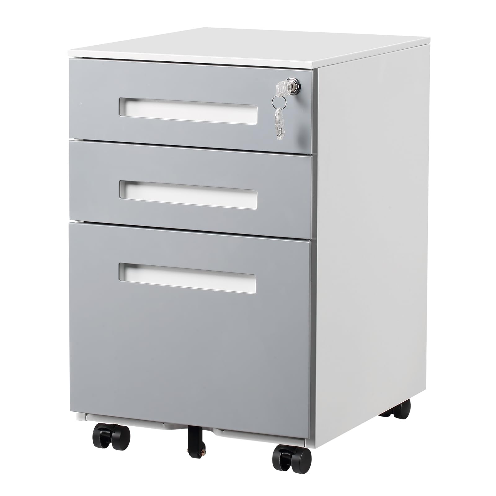 YIGUO 3 Drawer Mobile File Cabinet with Lock