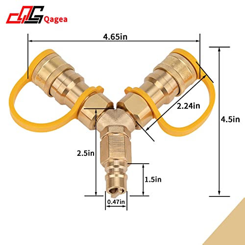Qagea 3/8" Y Splitter, Low Pressure Propane Natural Gas Quick Connect/Disconnect Separator Fit for Weber Gas Grill, Pizza Oven, RV, Generator, Patio Heater/Fire Pit